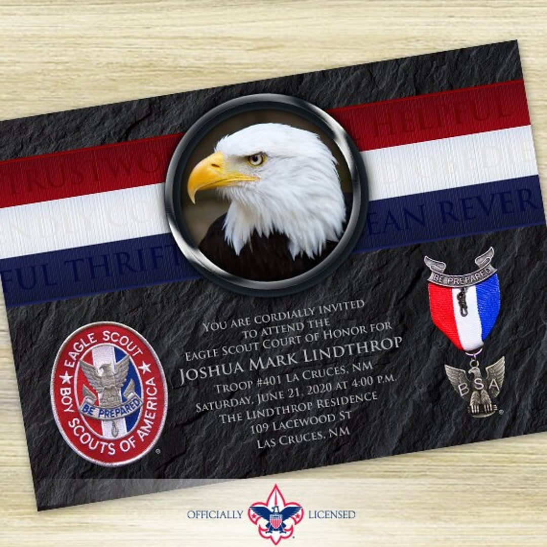 Eagle Scout Court of Honor Invitation, Single Sided Invitation, BSA ...