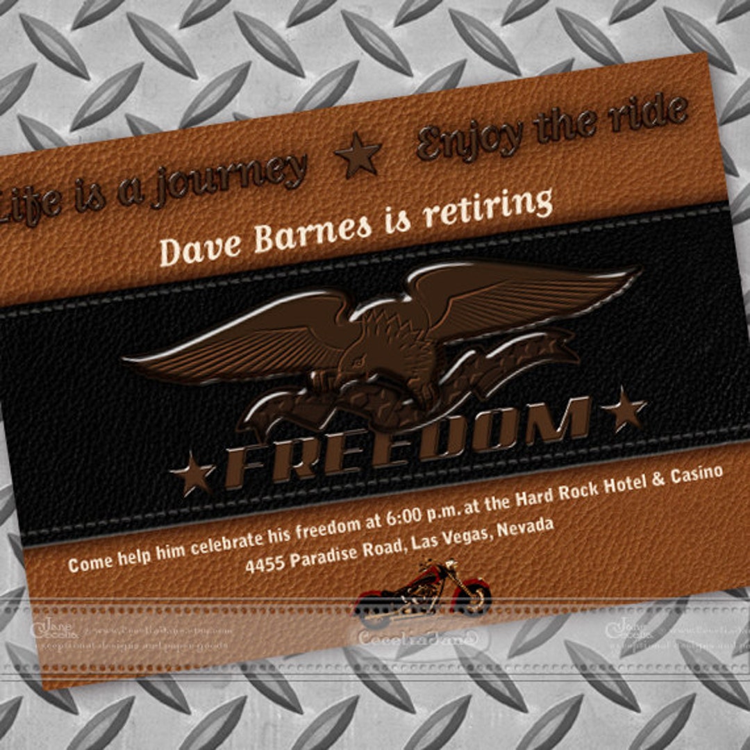 Retirement Party Invitations, Freedom Motorcycle Retirement Invitation ...