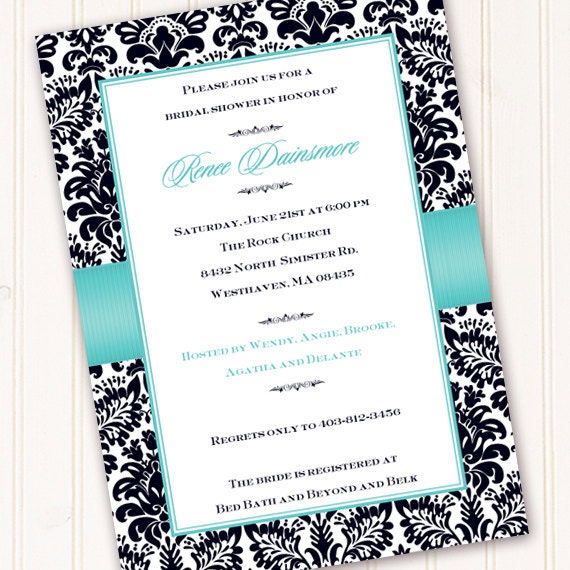 Turquoise And Black Invitations