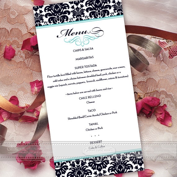 Dinner menu rehearsal dinner menu wedding luncheon menu | Etsy