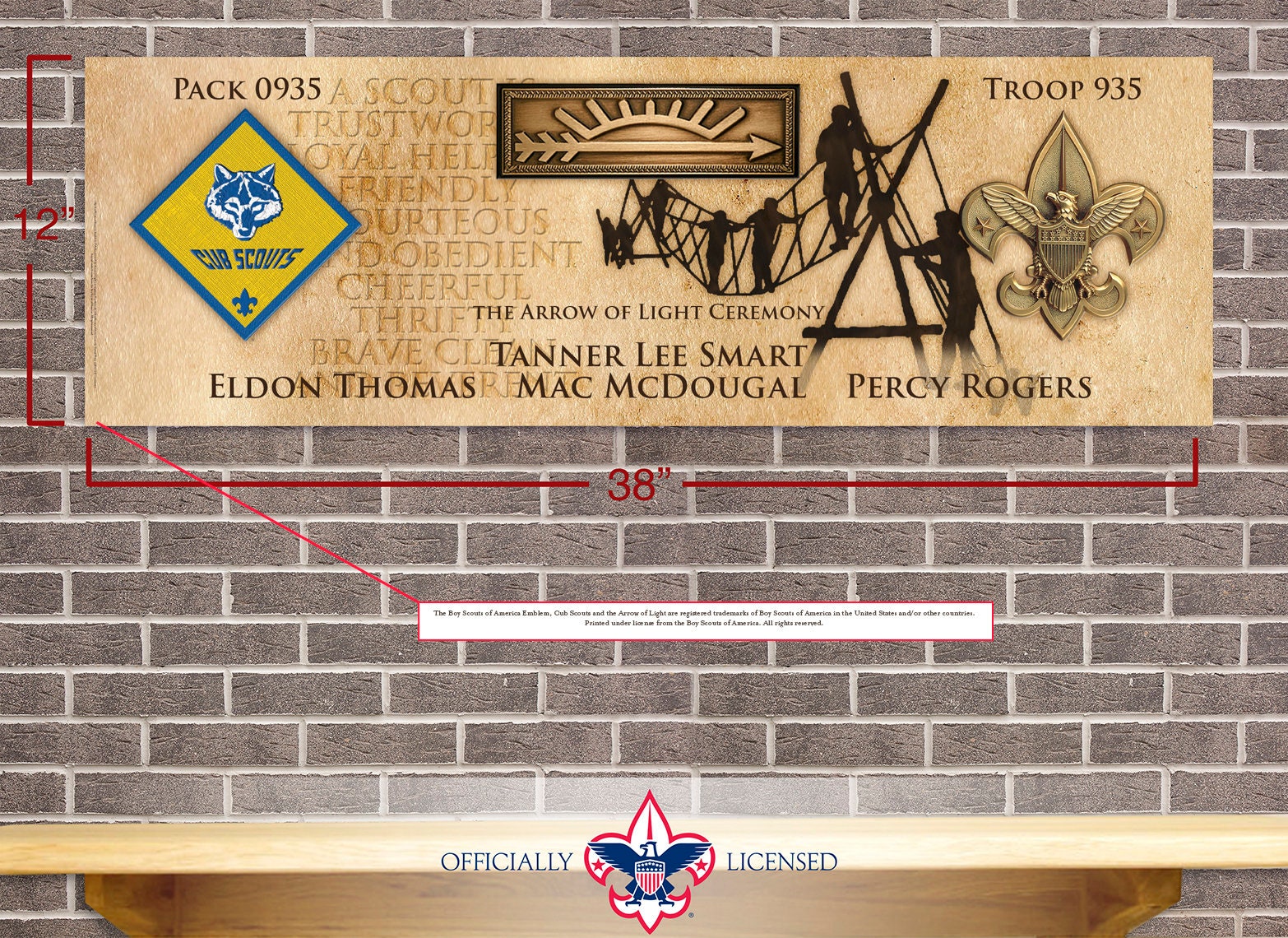 Arrow of Light Banner, Custom Banner, 12"x38" Banner BSA4318 - Etsy