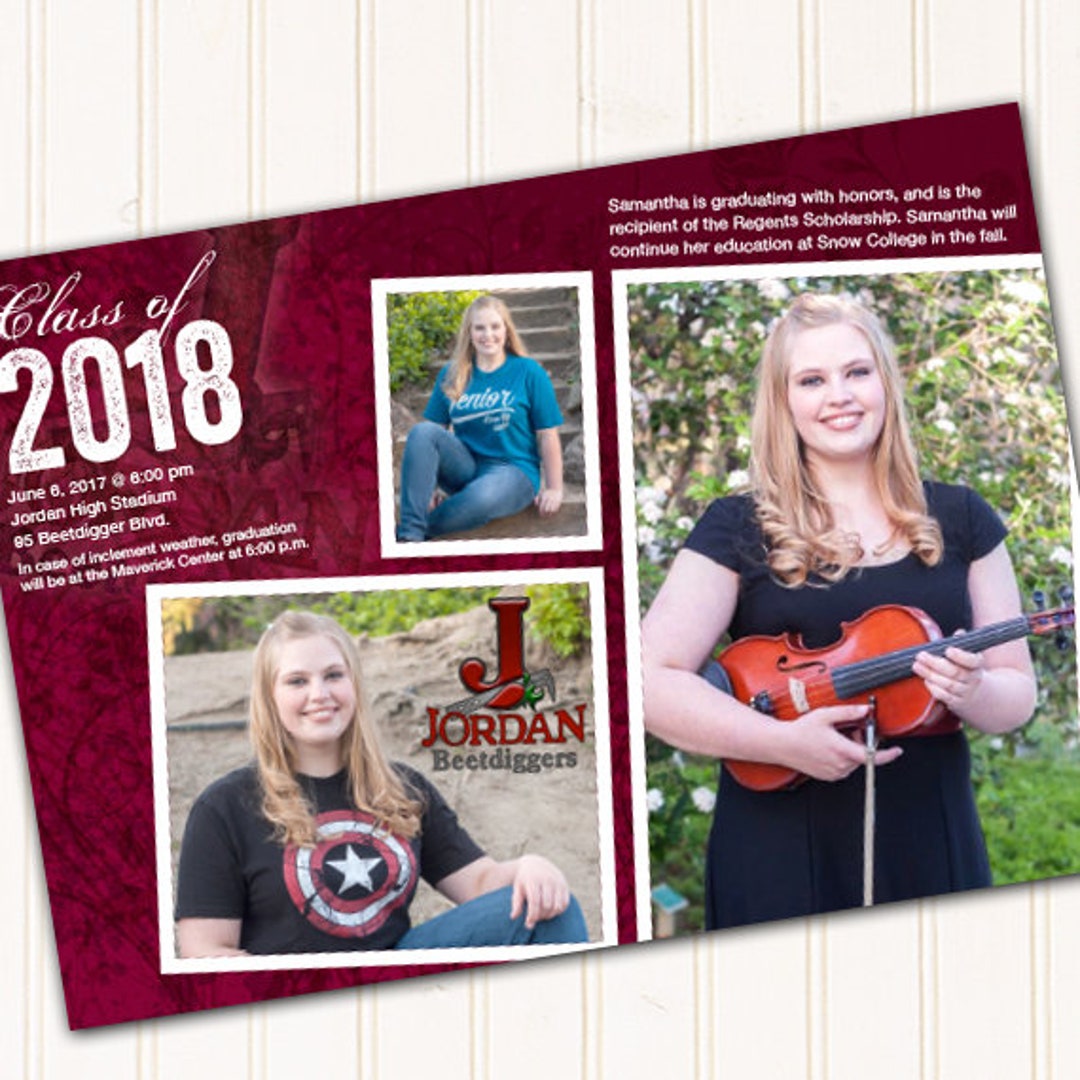 Graduation Invitations Maroon Graduation Invitations College - Etsy