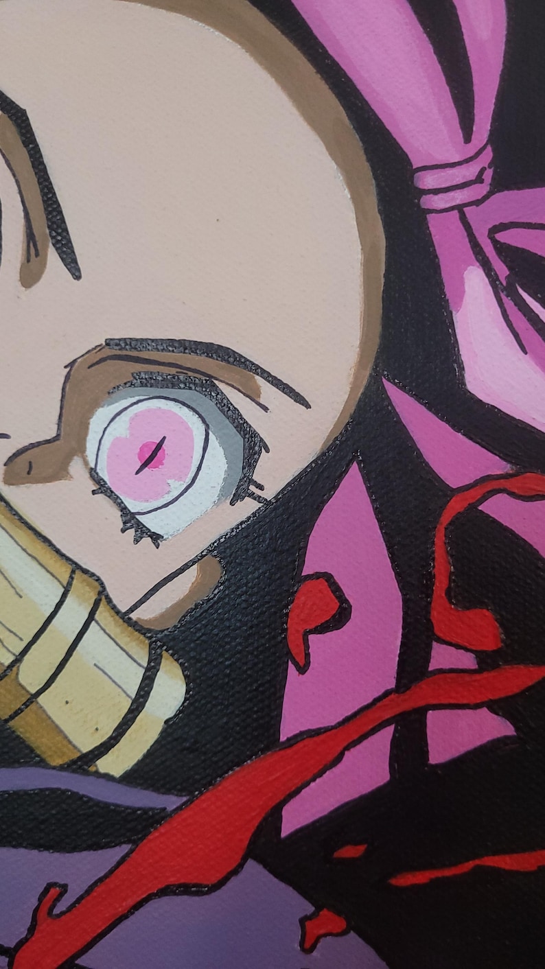 Nezuko Fan Art – Demon Slayer Acrylic Painting | Handmade Anime Wall ...