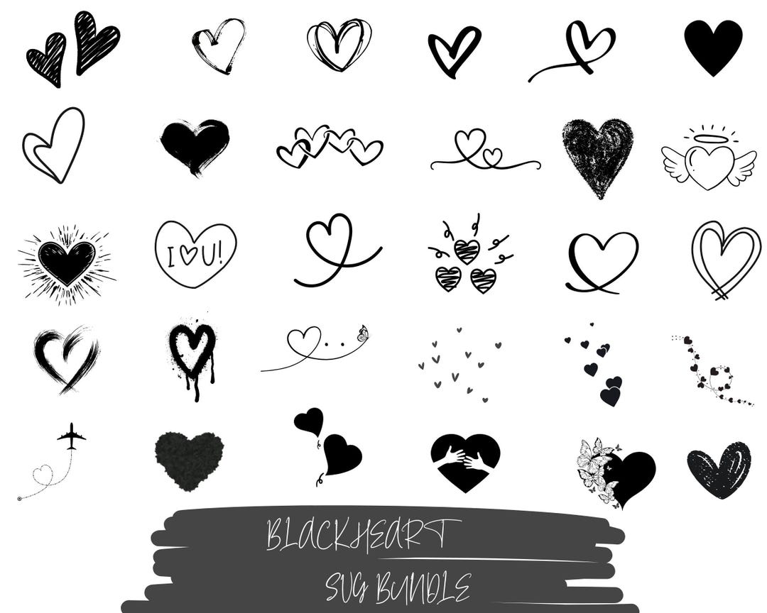 Heart Outline SVG Bundle | Valentine's Day Clipart (digital Download ...