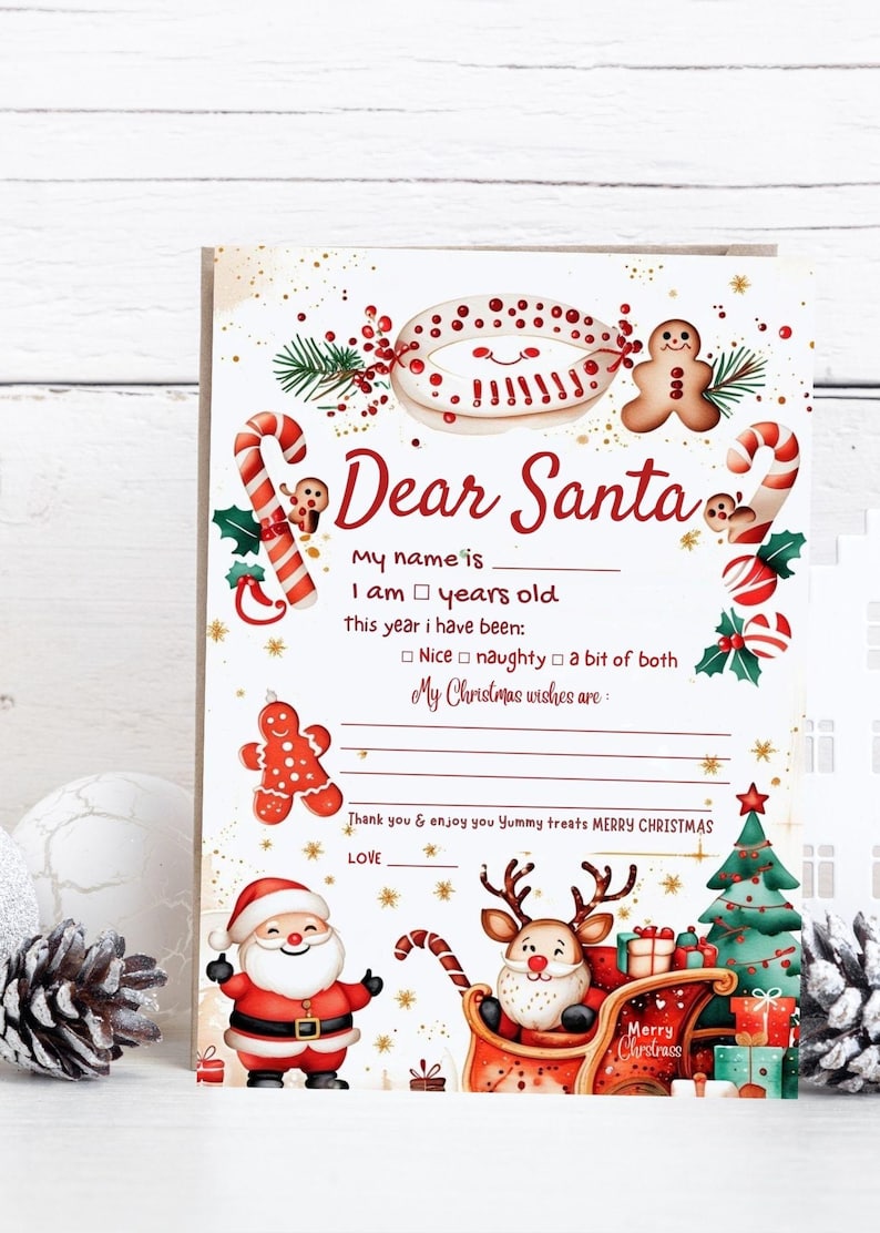 Letter to Santa Printable Santa Wish List Letters Christmas Letter Easy ...
