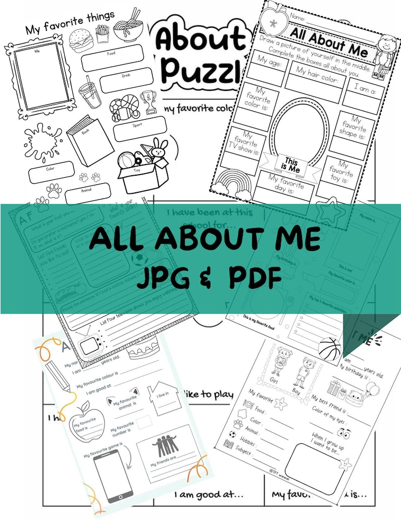 All About Me Worksheet Printable for Kids, Back to School Activity ...