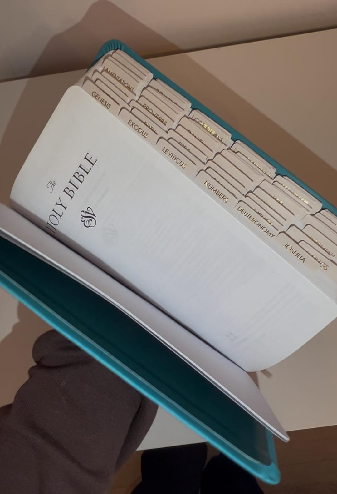 Turquoise Holy ESV Bible. Customisable Labels. Homemade Leather ...