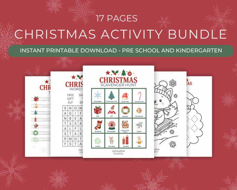Christmas Activity Bundle for Kids | 17 Printable Preschool and ...