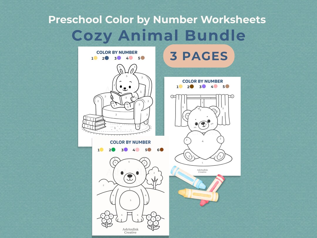 Color by Number Worksheets for Preschool – Animal Number Recognition ...