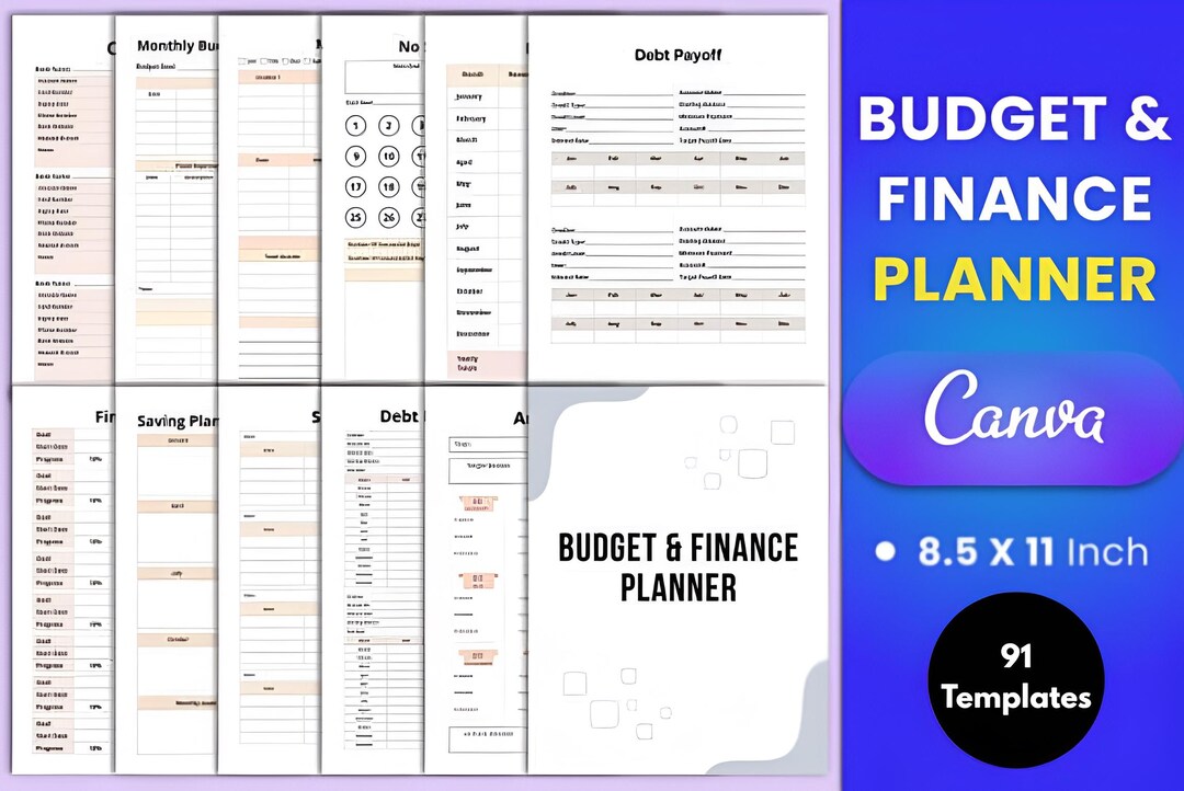 Editable Budget Planner Canva Template | Money, Expense Tracker ...