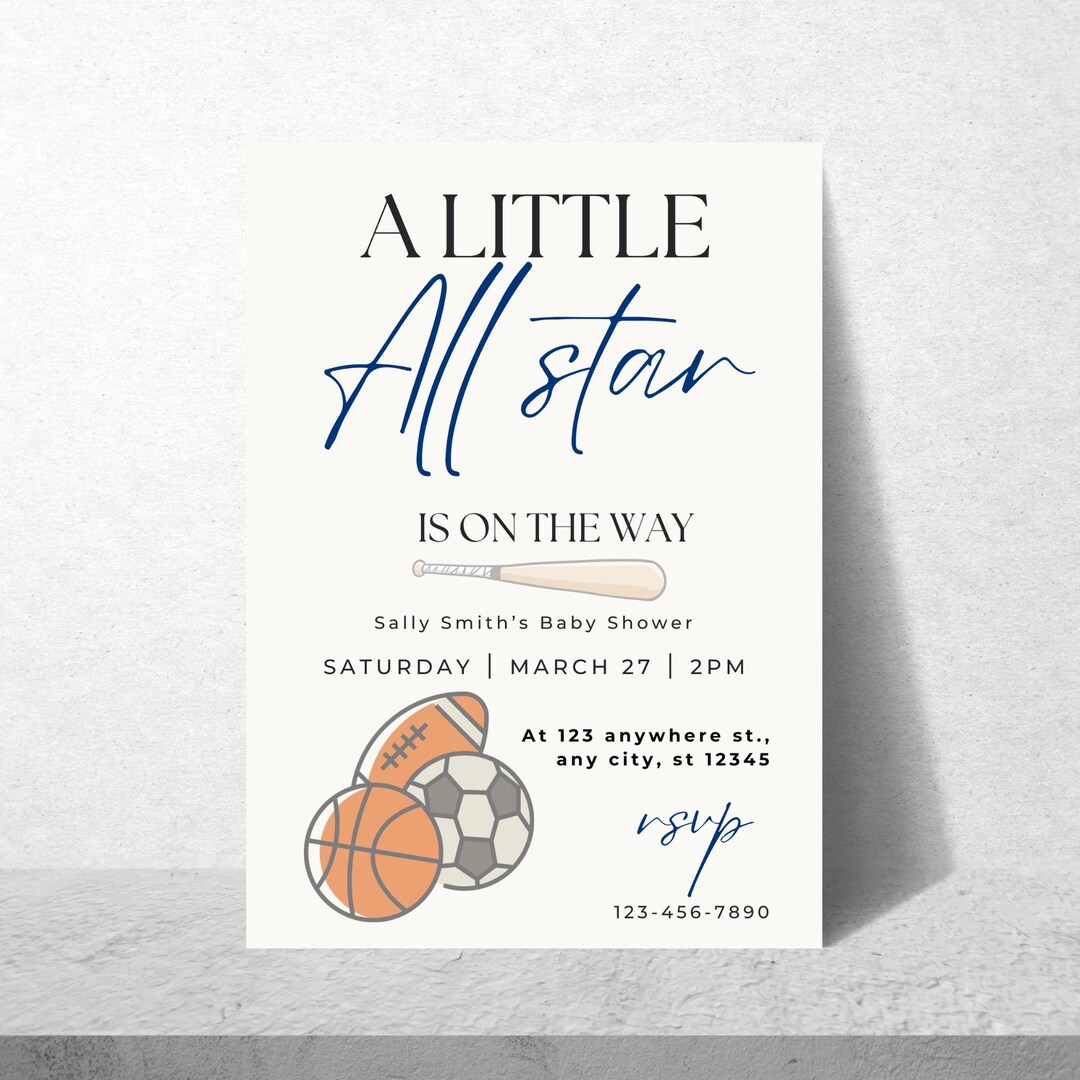 Sports Baby Shower Invitation – All Star Theme (digital Download) - Etsy
