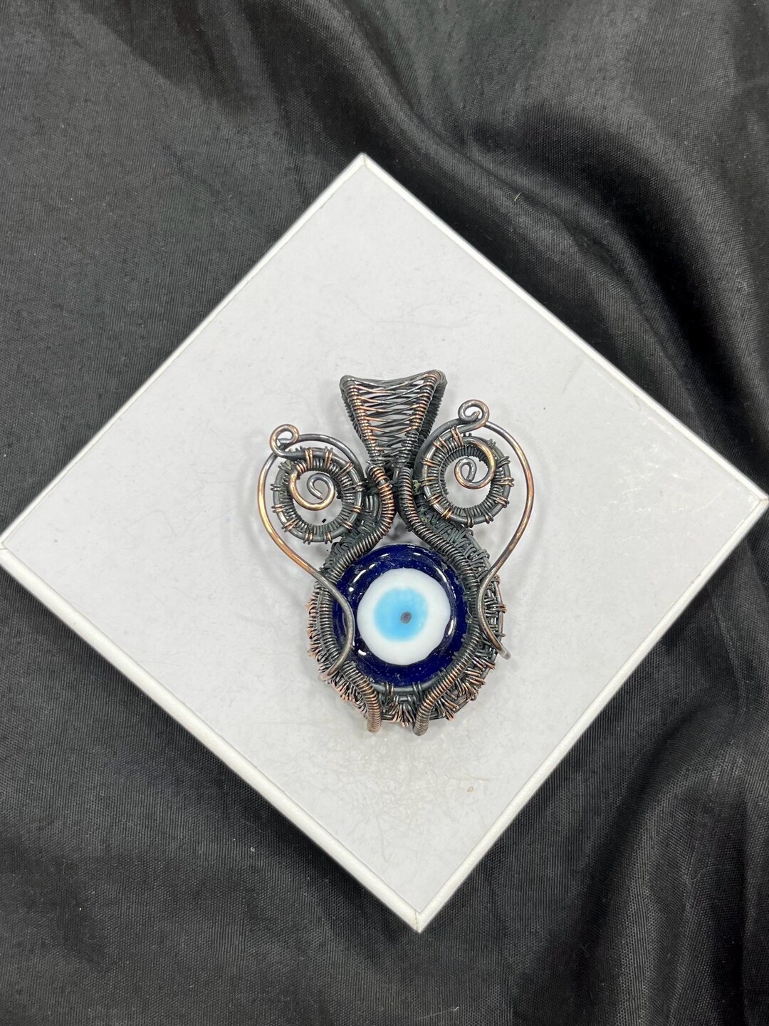 Evil Eye Pendant Necklace • Copper Wire Wrap Jewelry • Handmade ...