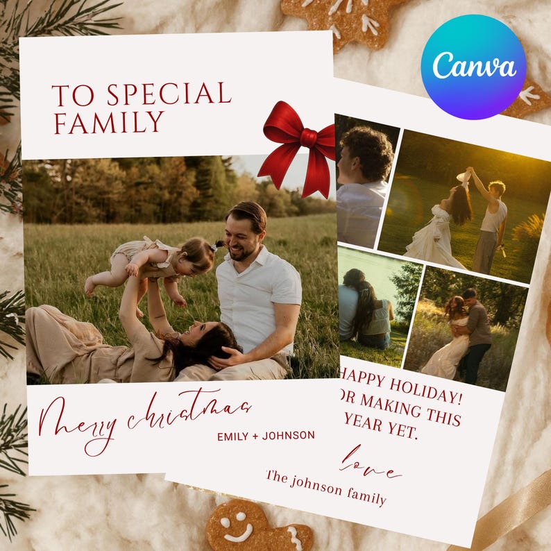 Minimalist Photo Christmas Invitation | Holiday Family Gathering ...