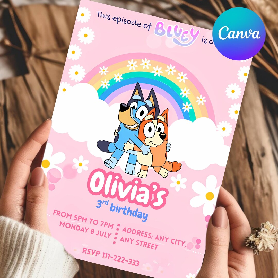 Bluey Birthday Invitation Bing Birthday Invitation Editable Bluey and ...