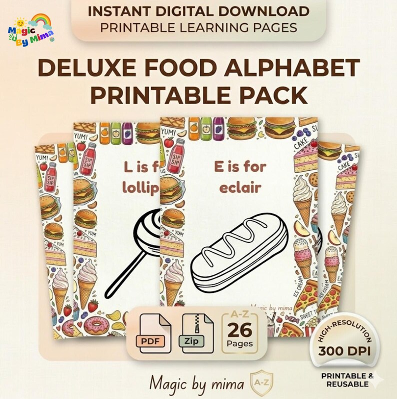 Alphabet Foods Coloring Pages for Kids | Food Alphabet Busy Book ...