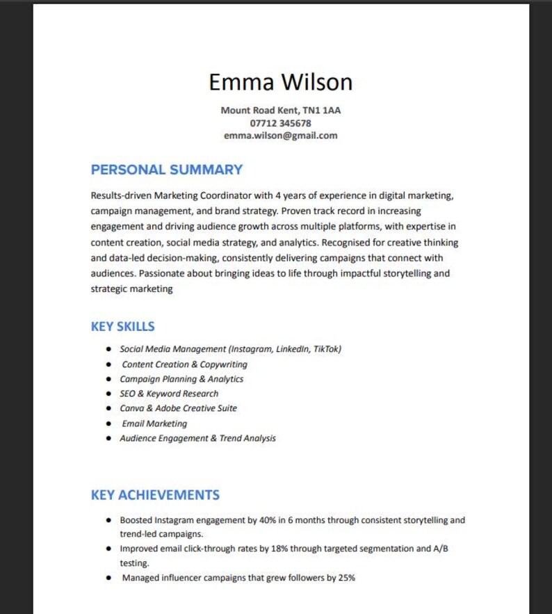 Editable Modern CV TEMPLATE for Microsoft Word Professional Resume ...