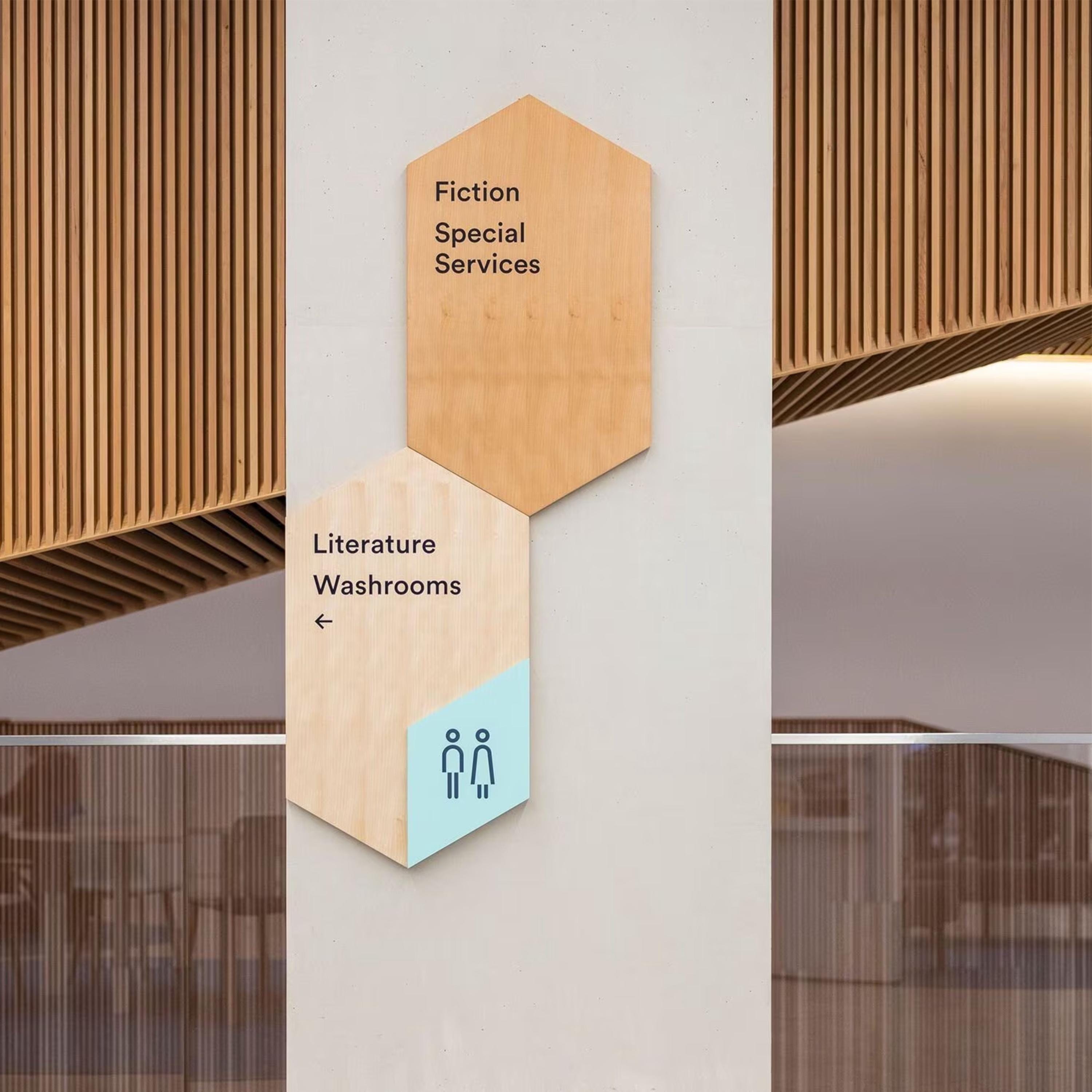Custom Wooden Wayfinding Sign – Modern Directional Wall Plaque - Sign ...