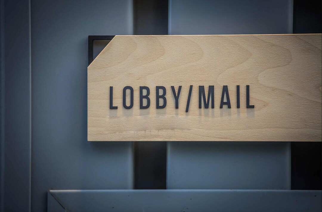 Custom Birch Wood Directional Sign – Modern Wayfinding Plaque - Etsy