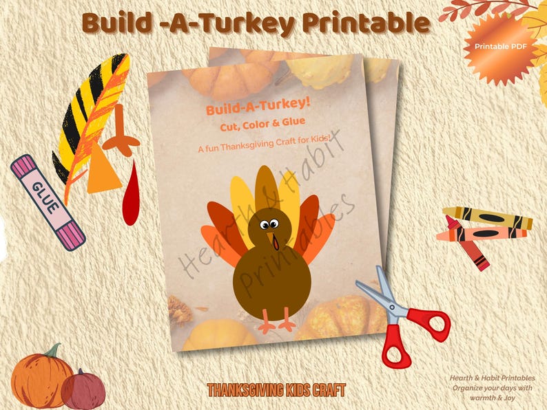 Build a Turkey Craft Printable for Kids - Preschool Fall Craft - DIY ...