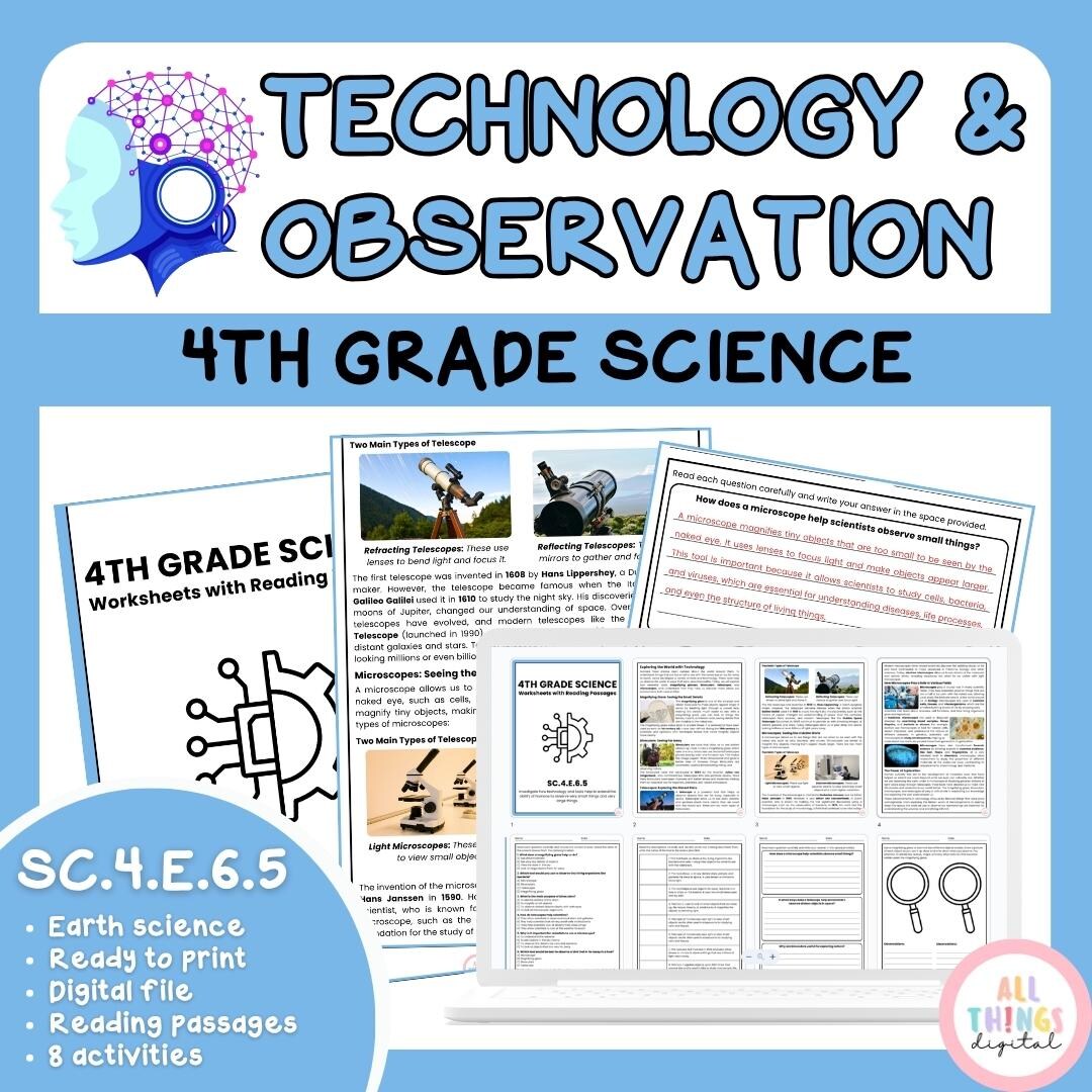 Technology and Observation SC.4.E.6.5 4th Grade Earth Space Science ...