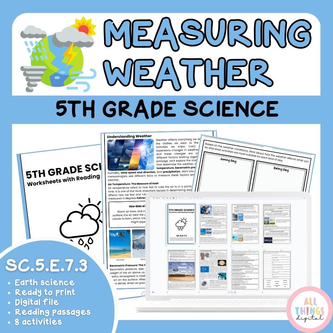 Weather and Climate SC.5.E.7.3 5th Grade Earth Science Activity ...