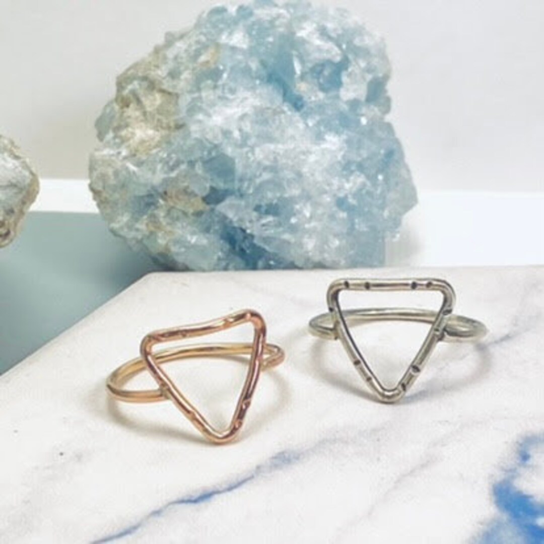 TRIANGLE RING, ALCHEMIST, Science Ring, Elegant Sterling Silver Gold ...