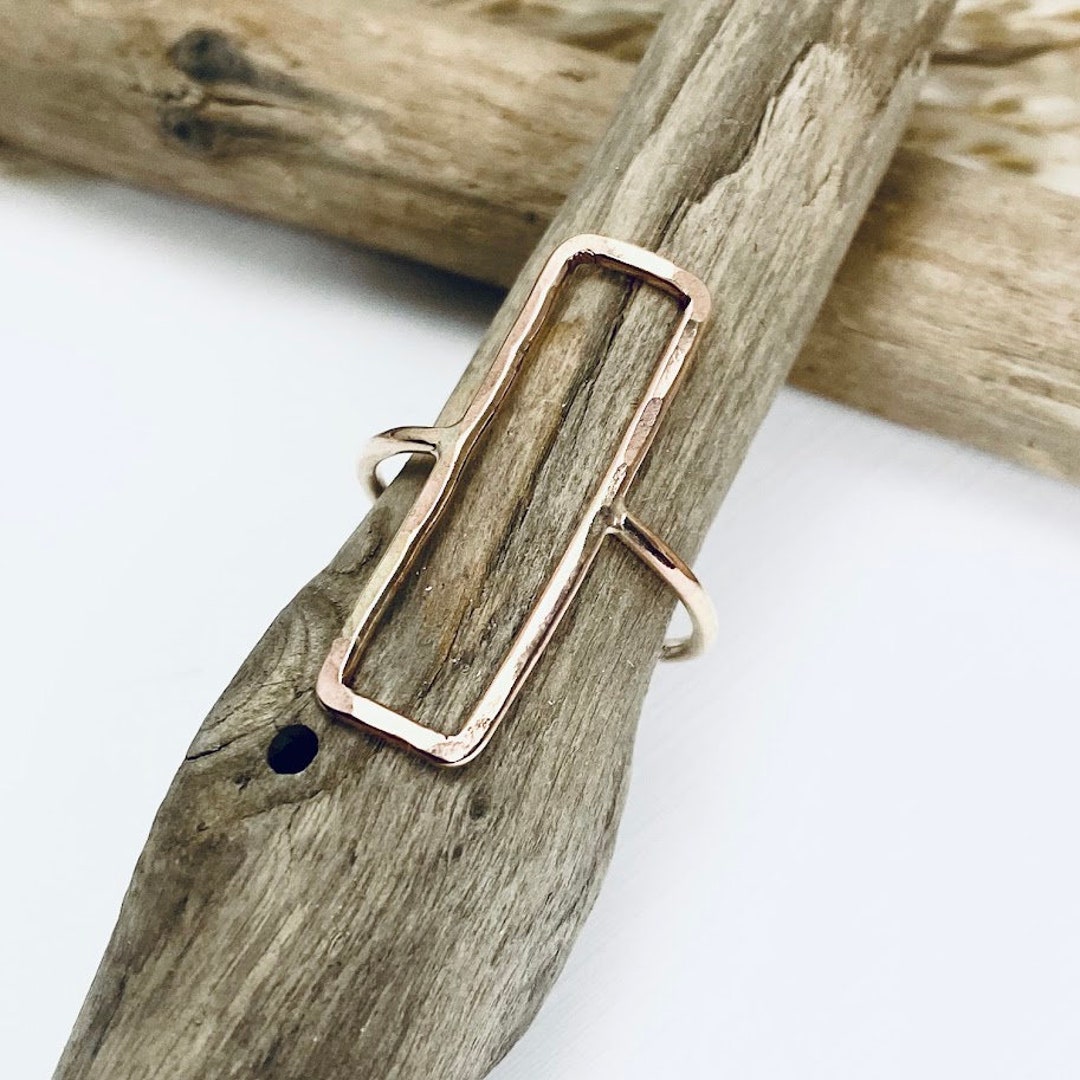 RECTANGLE RING, 14k Gold Filled Ring, Aesthetic Jewelry, GEOMETRIC Ring ...