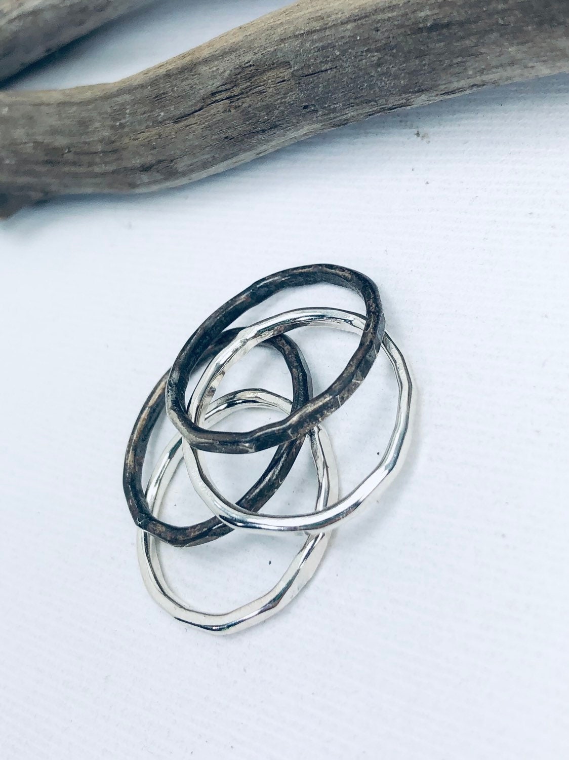 Stacking Rings Silver Rings Silver Stacking Rings Simple Rings Black ...