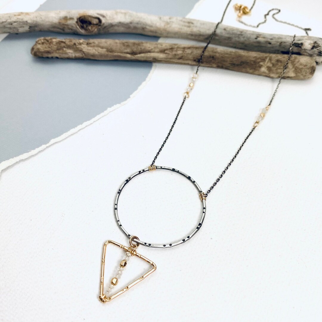 BIG CIRCLE NECKLACE, Alchemist, Triangle Necklace, Minimalistic ...