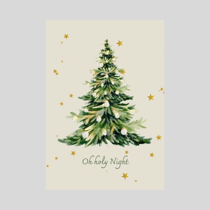 Oh Holy Night Christmas Card – Printable Template | DIY Printable Card ...