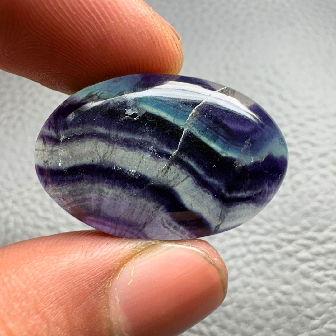 Natural Multi-fluorite Cabochon Gemstone, Oval Flat Back (31x20x6 MM ...