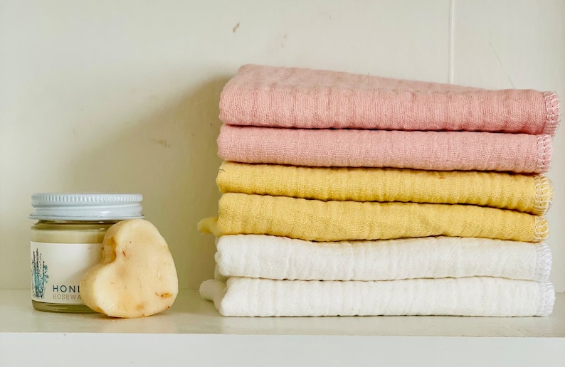 Reusable Facial Wash Cloths Set of 6. 100% Cotton Muslin. 10x10. 2 Ply ...