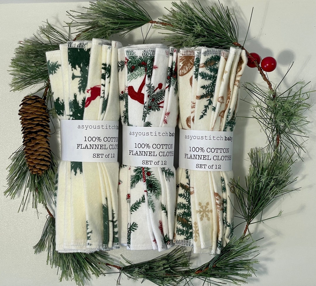 Handmade. Holiday Cloth Napkins. 8x8 100% Cotton Flannel. Eco Friendly ...
