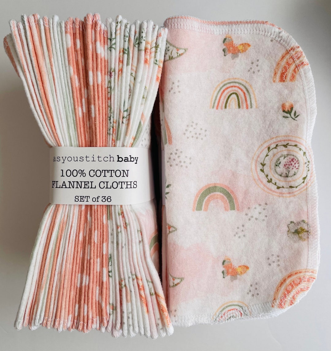 Handmade. Cloth Baby Wipes . 8x8 Cotton Flannel. Eco Friendly Reusable ...