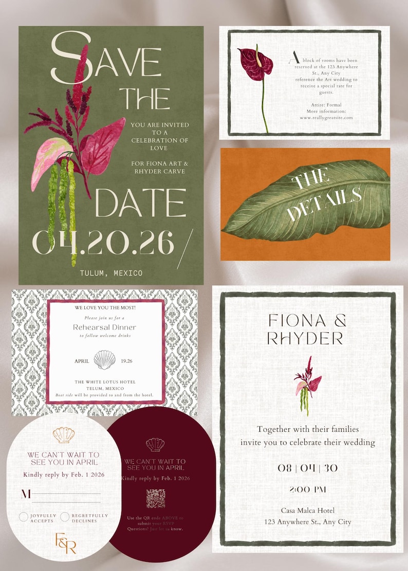 Editable Wedding Invitation Template – Island Luxe Printable Invite ...