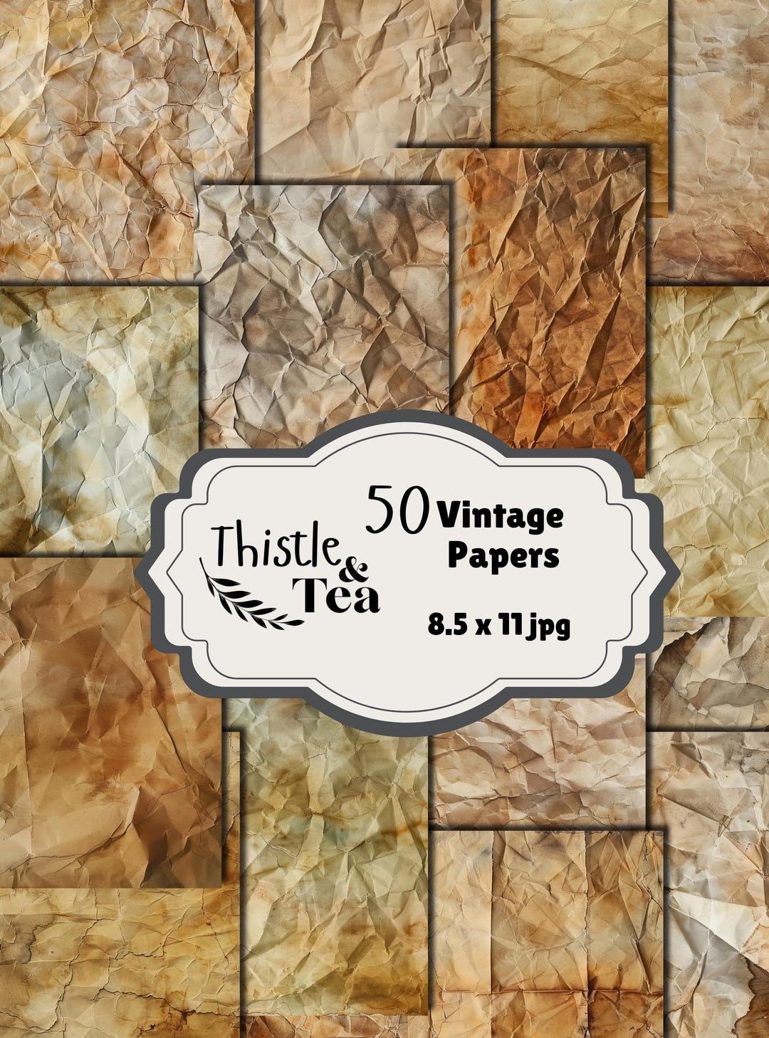 Wrinkled Vintage Paper: 50 Jpgs, 300 Dpi, 2550x3300, Commercial Use ...