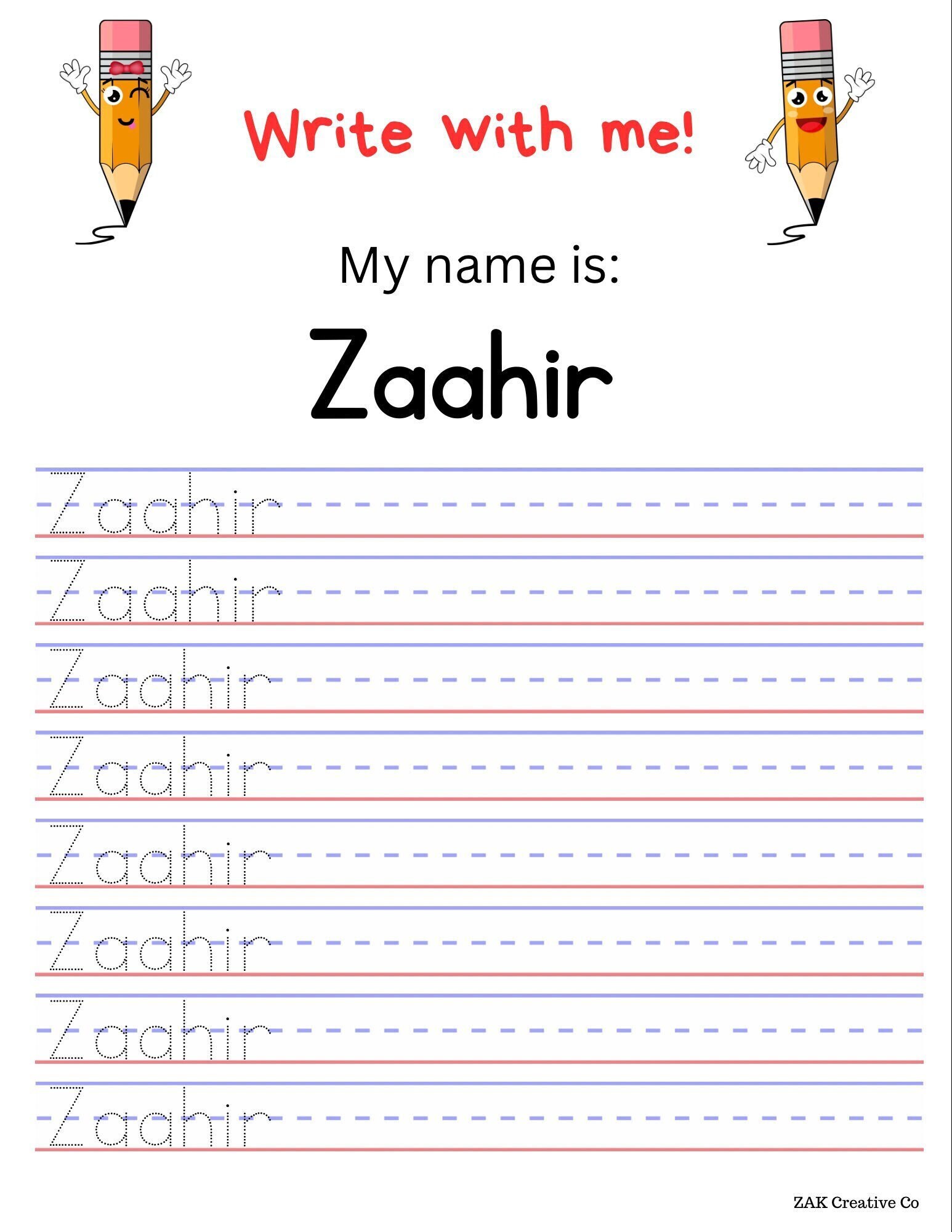 Custom Name Tracing Worksheet, Personalized, Printable, Handwriting ...