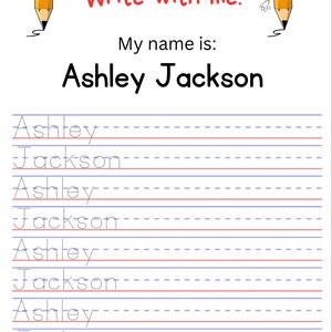 Custom Name Tracing Worksheet, Personalized, Printable, Handwriting ...