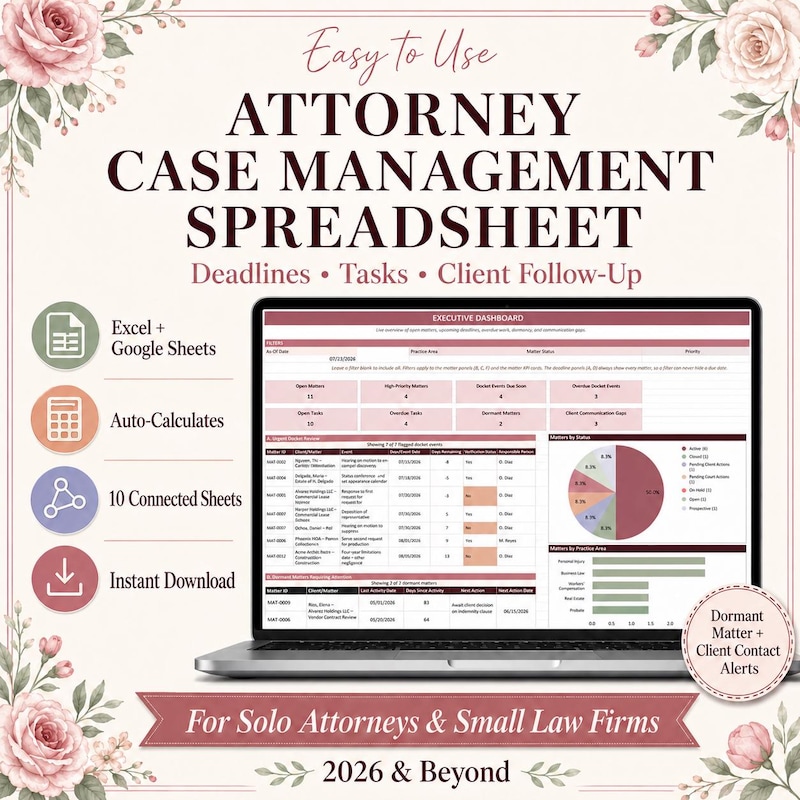 Paralegal Tracker Excel - Etsy