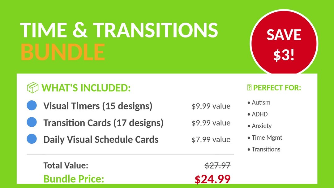 Time & Transitions Bundle | Visual Timers Transition Cards Daily ...