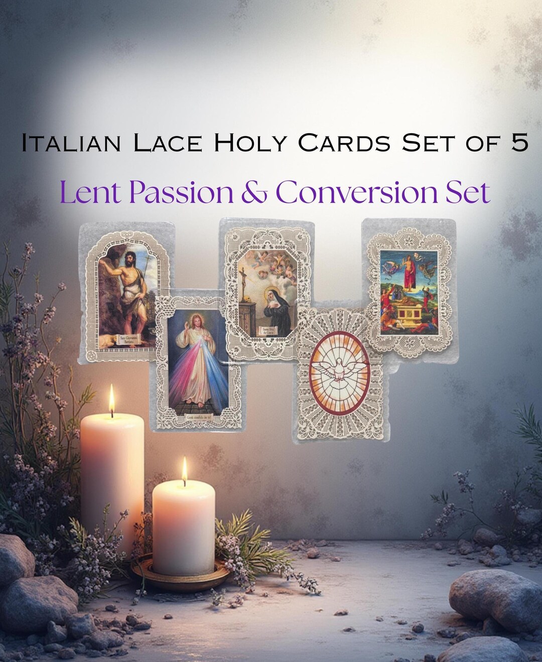 Italian Lace Holy Cards Set of 5 | Lent Passion & Conversion Devotion ...