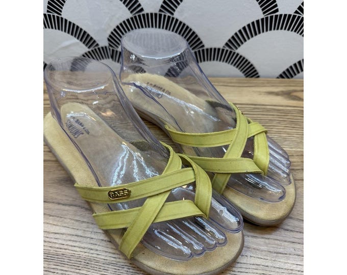 GH Bass Sunjuns Sharon Lime Green Leather Flip Flop Sandals SIZE 9M - Etsy