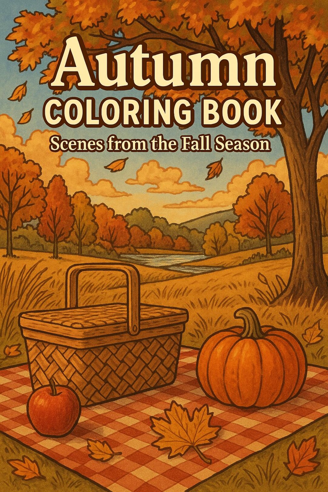 Autumn Fall Scenes Coloring Book - Young Childern to Adults - Digital ...