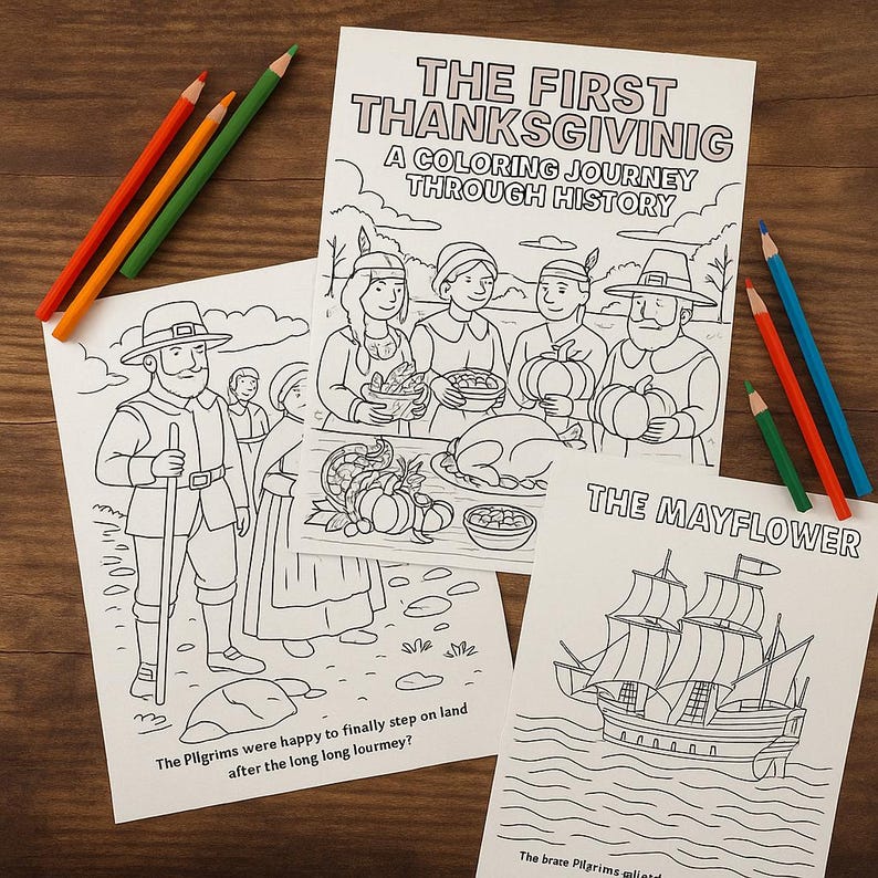 First Thanksgiving Story Book Coloring Book - Digital Download - Etsy