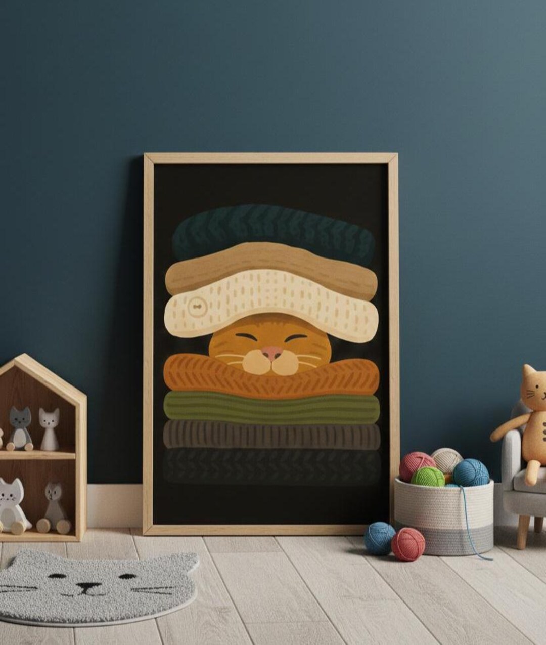 Sleeping Cat Illustration, Hygge Winter Wall Art (digital Download) - Etsy