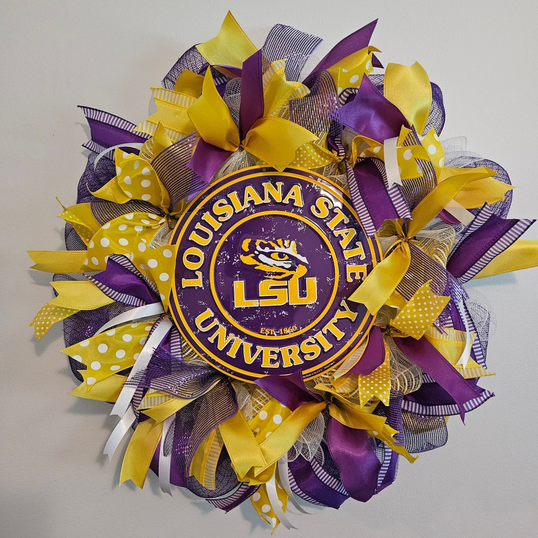 LSU Wreath-one of a Kind! - Etsy