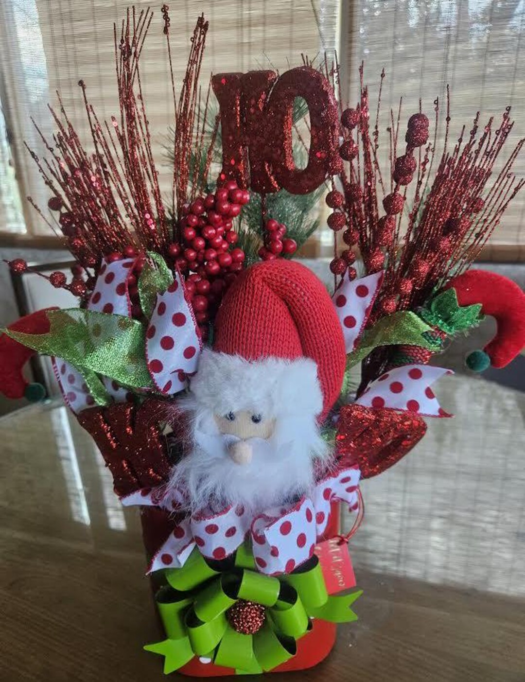 Santa Table Top Decor With Elf Legs-one of Kind! - Etsy