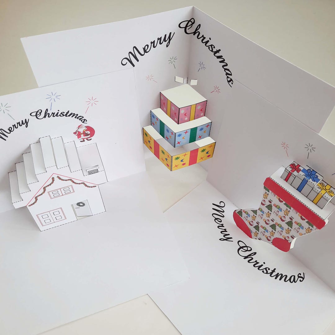 Printable Christmas Pop-up Card Kit – Kirigami Papercraft (PDF) - Etsy