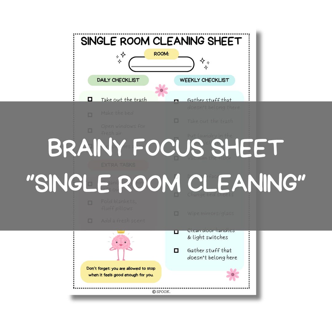 ADHD Friendly Printable Focus Sheet – Single Room Cleaning | Overwhelm ...