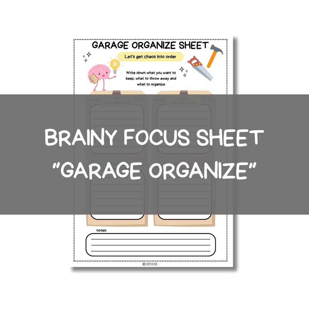 ADHD Friendly Printable Focus Sheet – Garage Organize | Overwhelm-safe ...